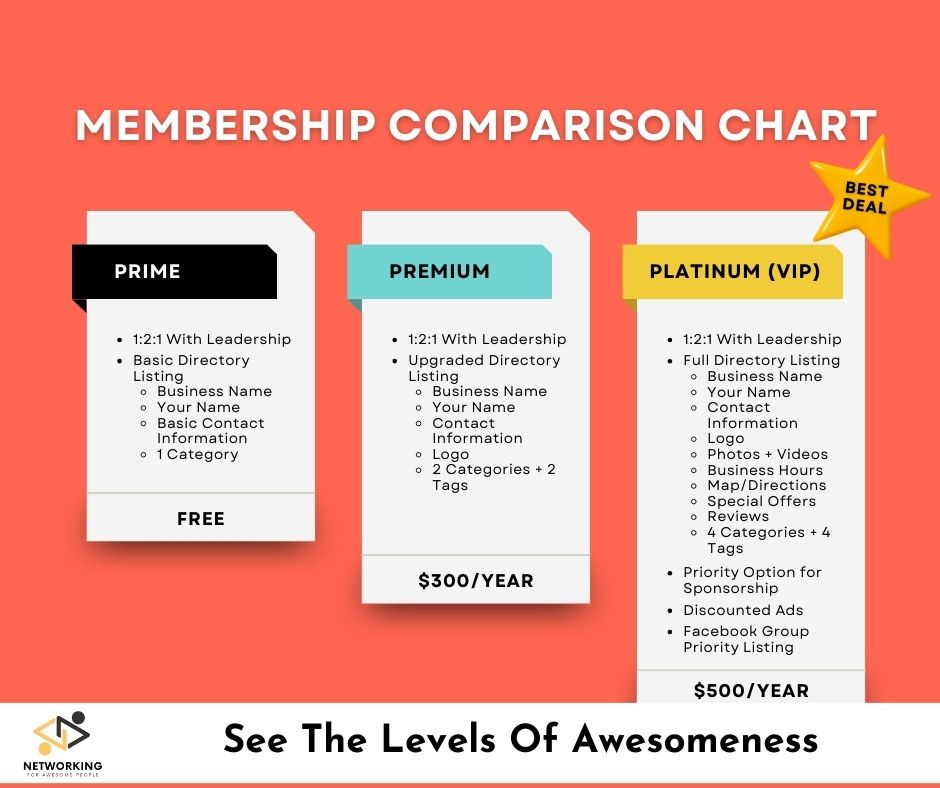Membership Levels - Networking For Awesome People